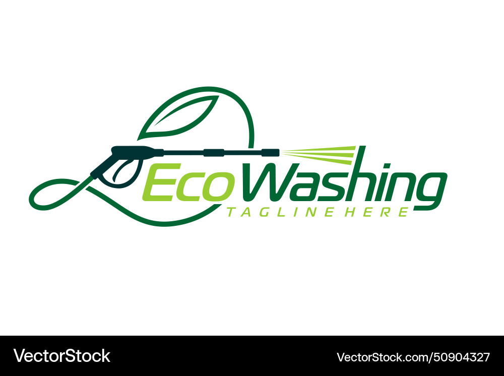 Eco washing lettering logo Royalty Free Vector Image