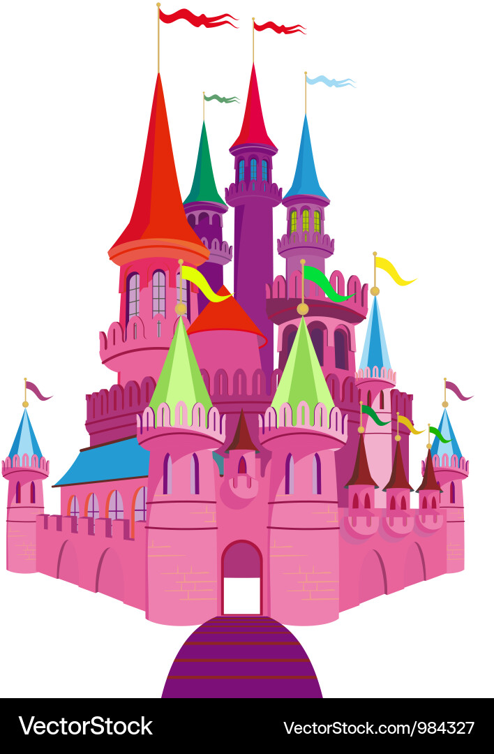 Fairy-tale pink castle Royalty Free Vector Image