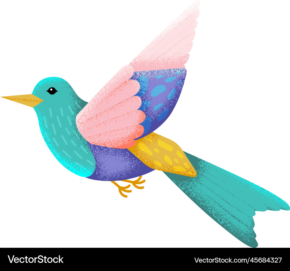 Flying bird stylized drawing color winged animal Vector Image