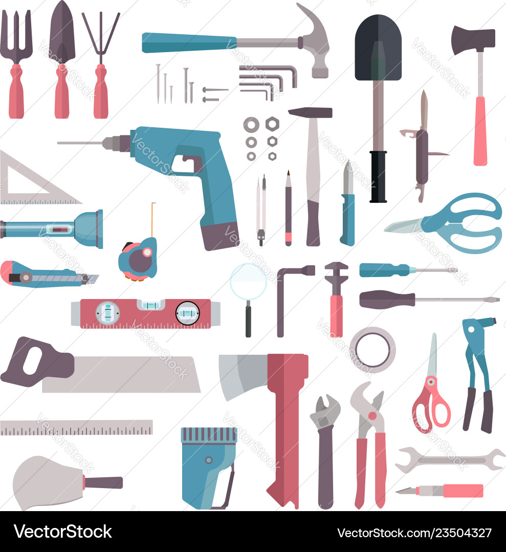 Home tool icon collection top view instrument set Vector Image