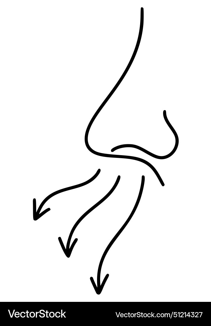 Human runny nose in profile line simple minimalist