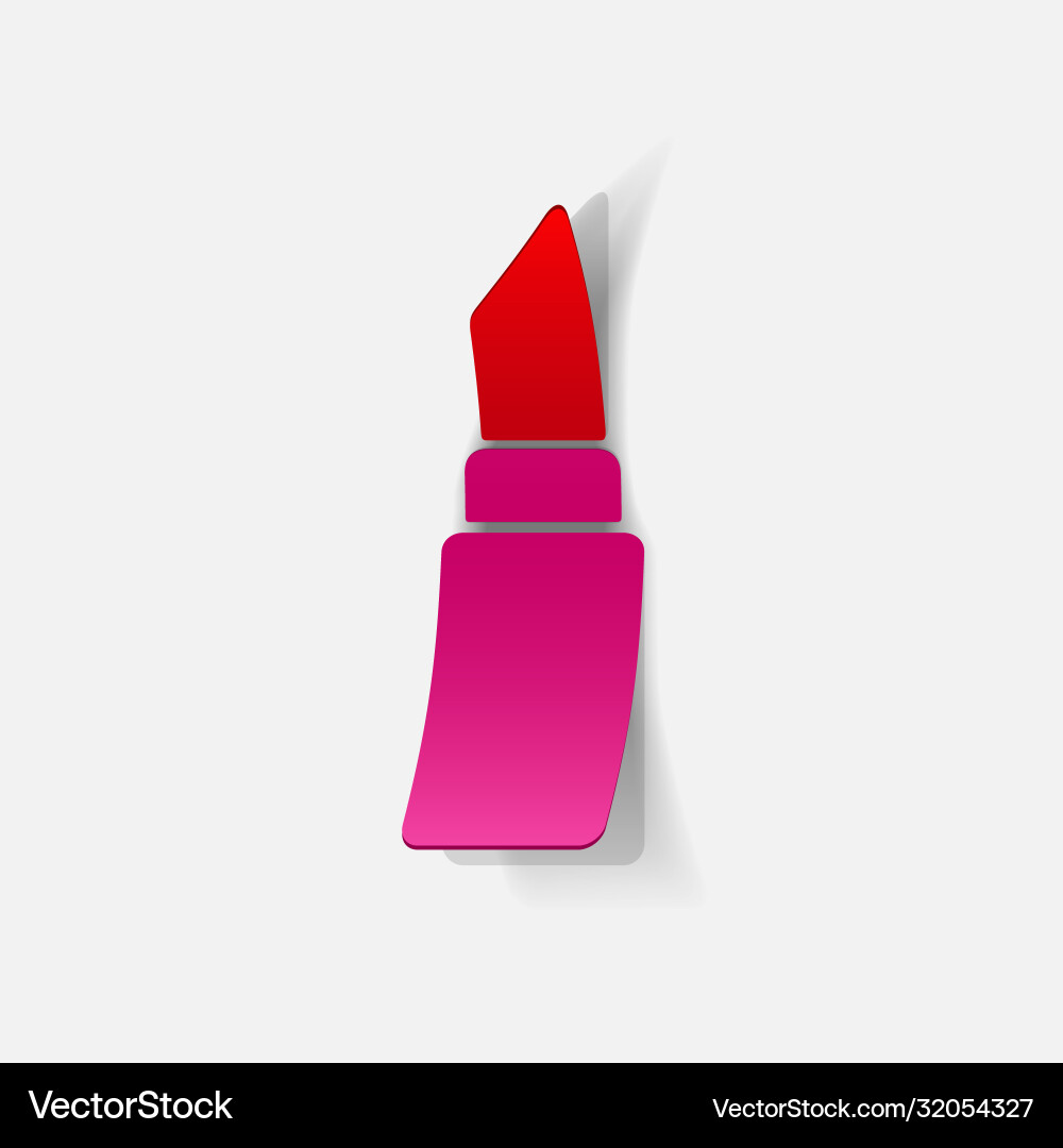 Realistic paper sticker lipstick Royalty Free Vector Image