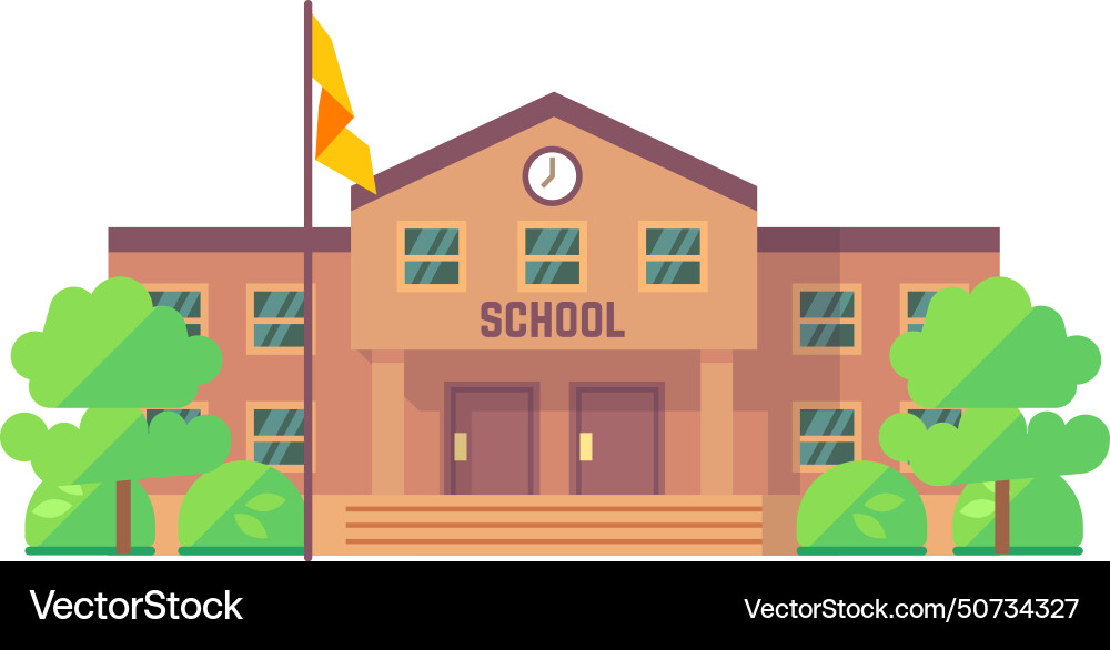 School cartoon facade city building front Vector Image