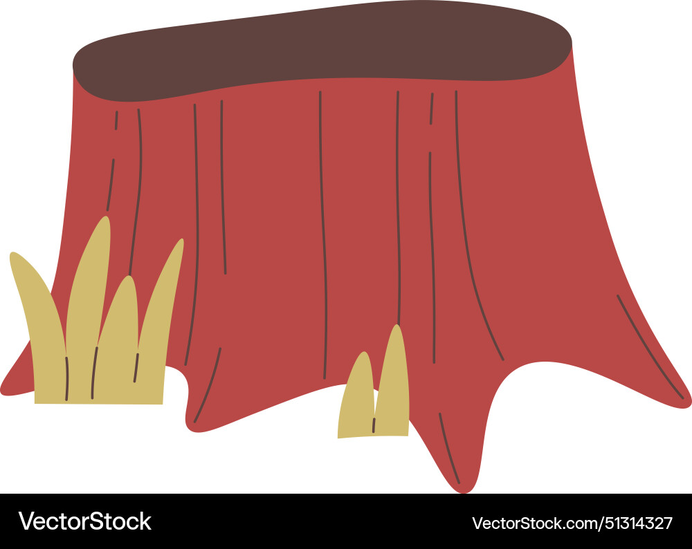 Tree stump with grass Royalty Free Vector Image