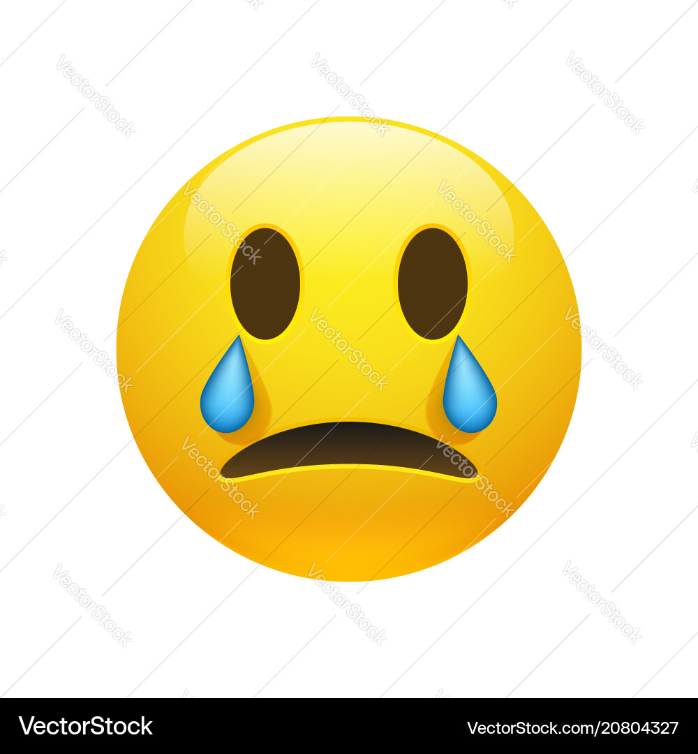 Yellow crying emoticon with opened eyes Royalty Free Vector