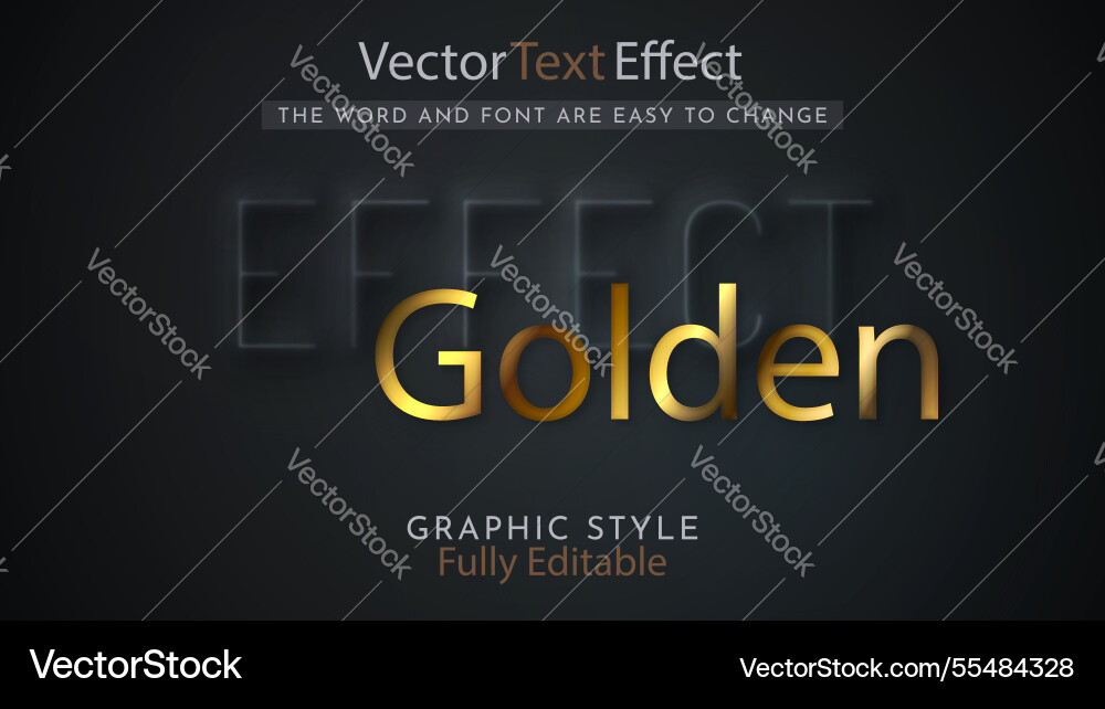 Golden Editable Text Effect Royalty Free Vector Image