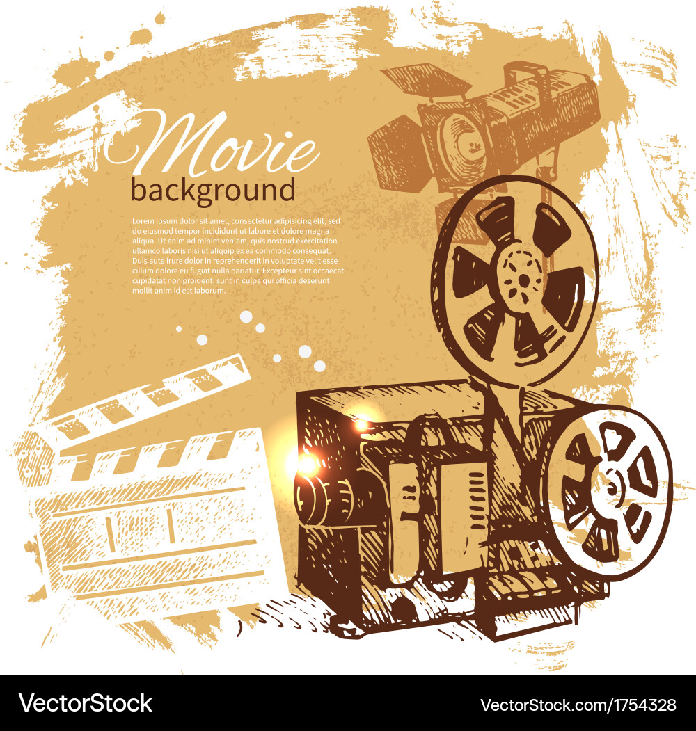 Hand drawn vintage movie and cinema background Vector Image