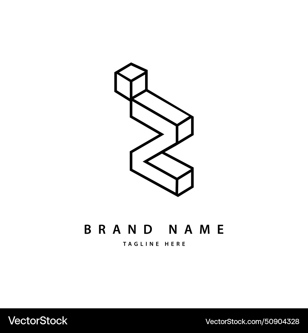 Line 3d letter z logo design template Royalty Free Vector