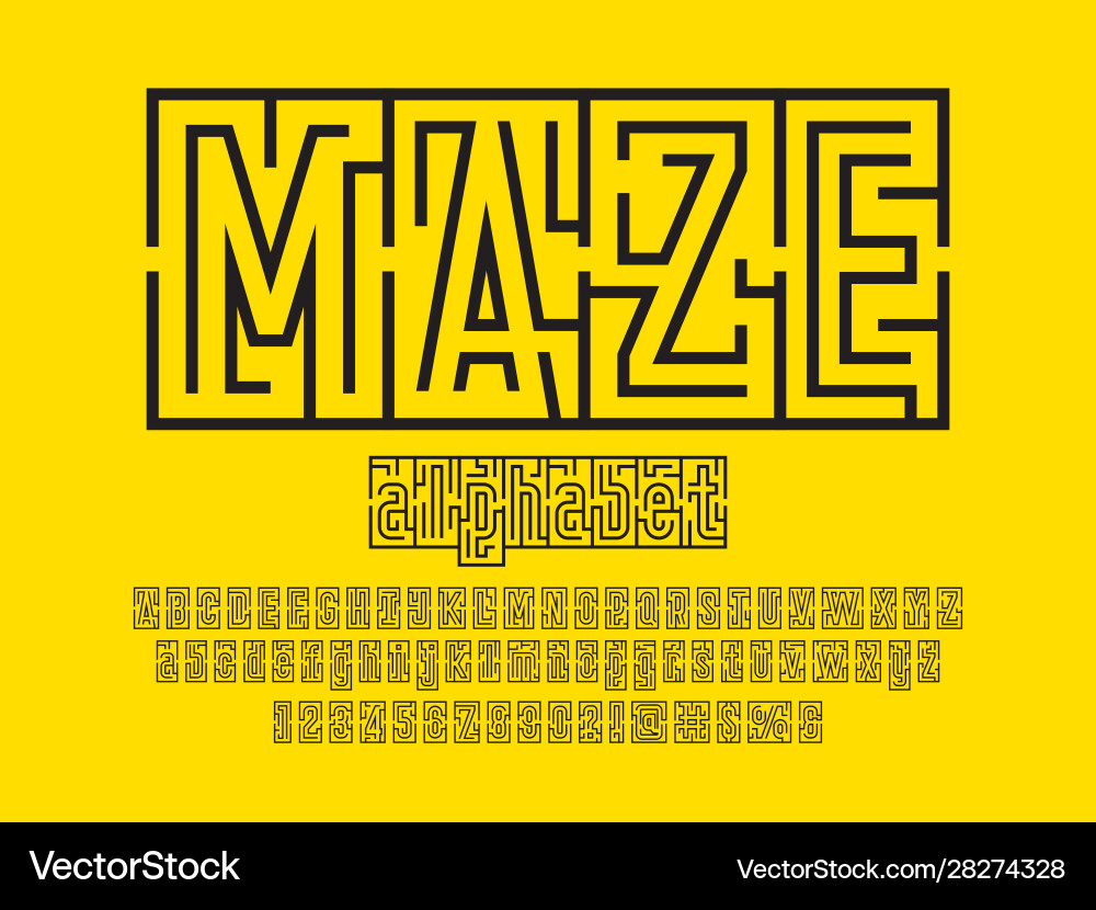 Maze font Royalty Free Vector Image - VectorStock