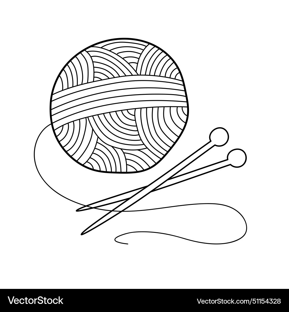 Yarn ball of thread needles Royalty Free Vector Image