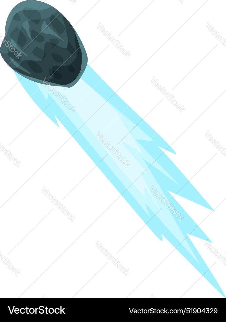 Big meteorite flying leaving light blue trail Vector Image