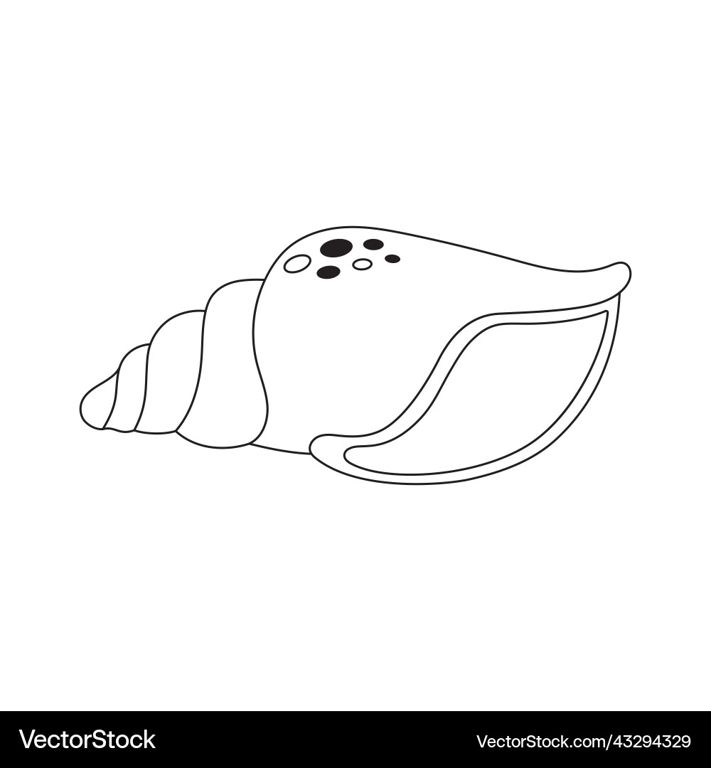 Cute shell in silhouette isolated on white Vector Image