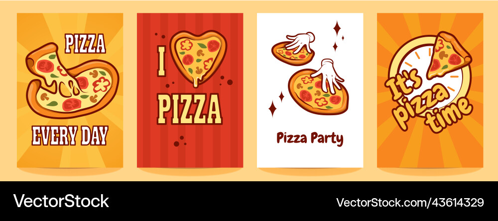 Fun pizza posters set social media and menu Vector Image