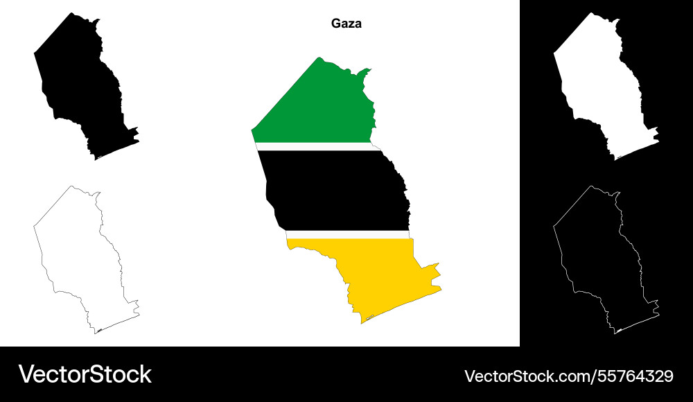 Gaza outline map Royalty Free Vector Image - VectorStock