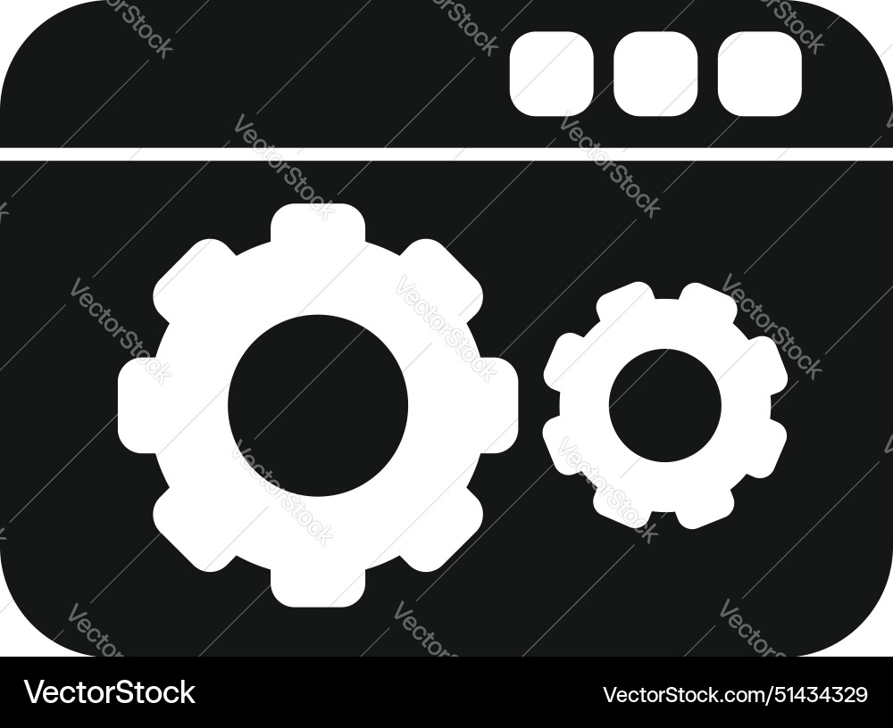 Gear icon on web browser symbol Royalty Free Vector Image