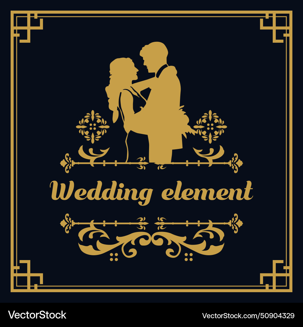 Luxury square wedding invitation card template Vector Image