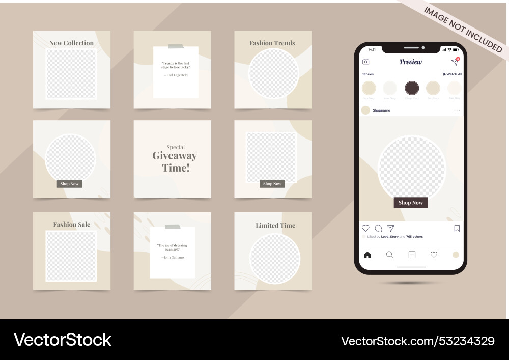 Social media post feed set banner for instagram Vector Image