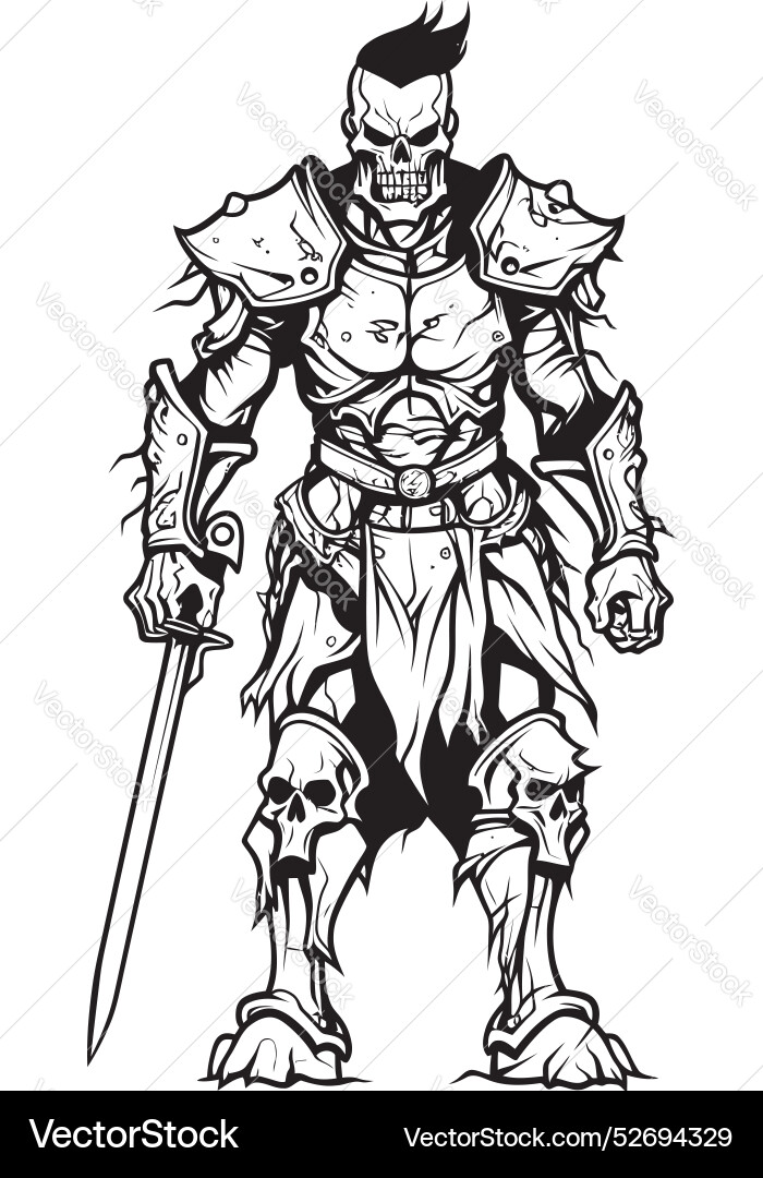 Soulless crusader zombie knight soldier black Vector Image