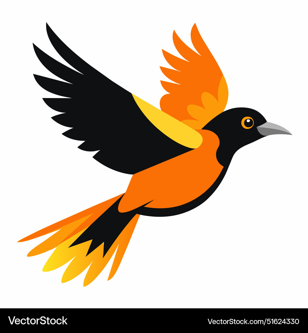 Bullocks oriole bird flies icon Royalty Free Vector Image