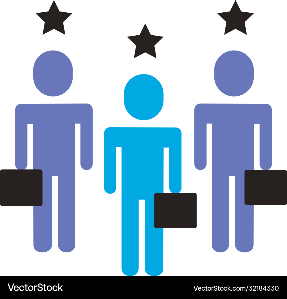 Businessmen teamwork figures with stars flat style