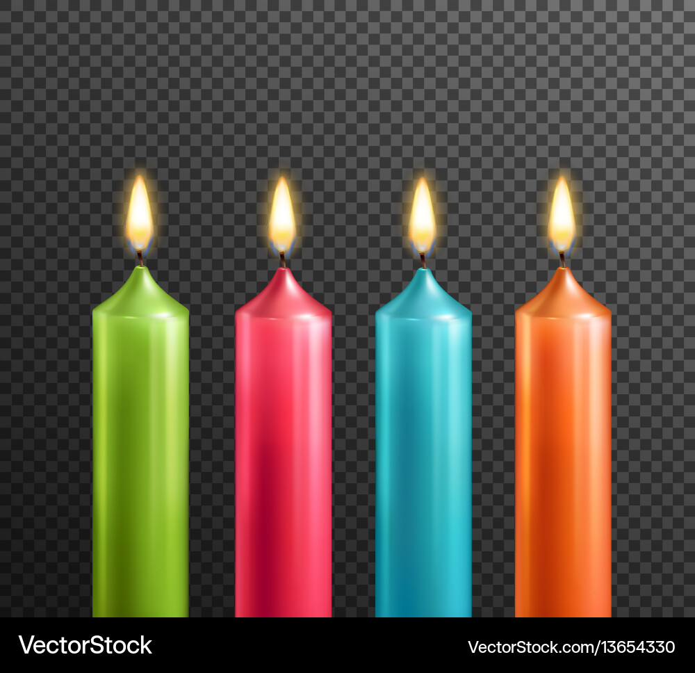 Candles on transparent background realistic set Vector Image