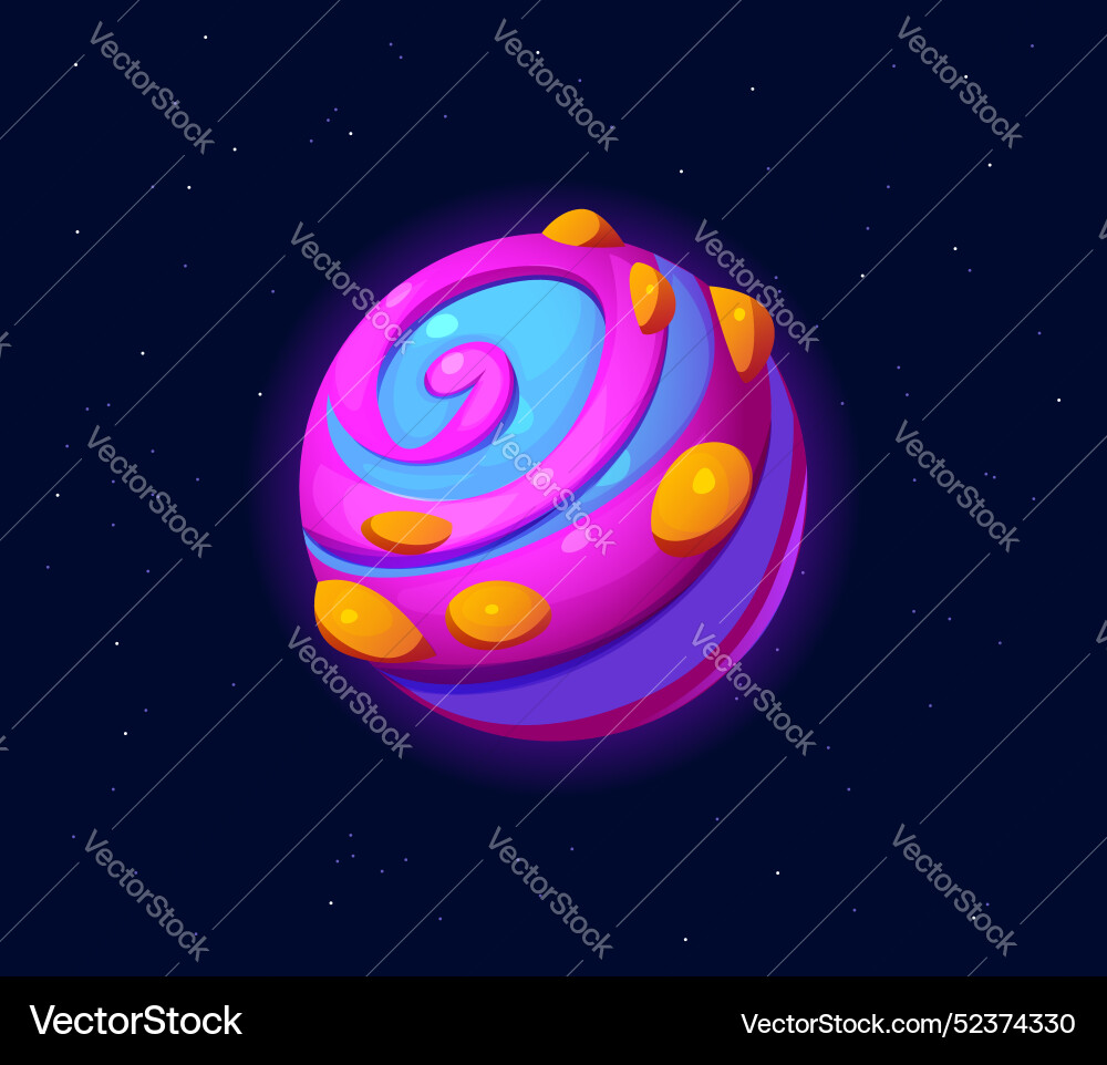 Cartoon alien space planet with orange bumps Vector Image