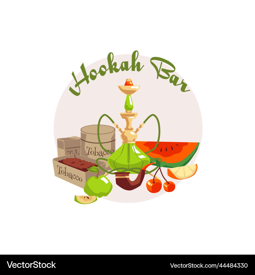 Hookah bar logo template flat Royalty Free Vector Image