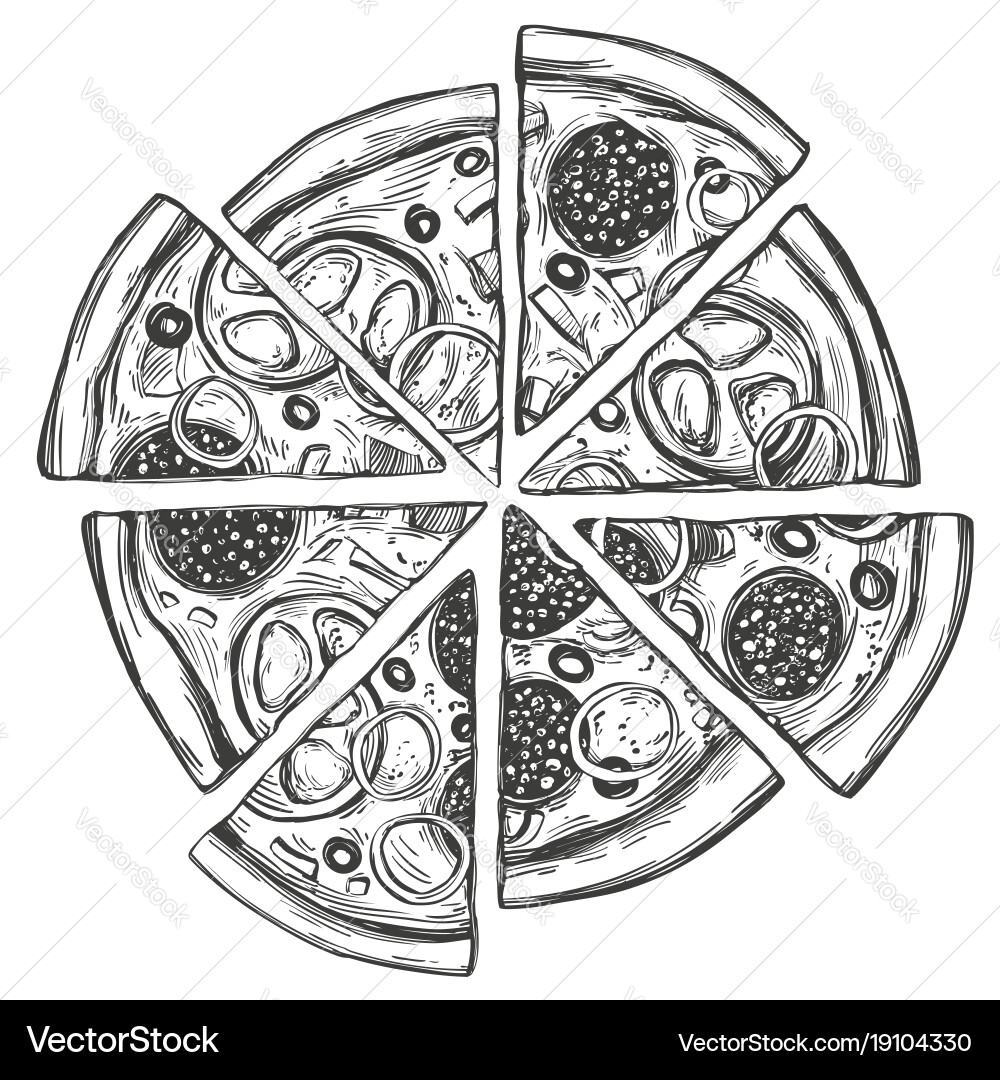Italian pizza design template hand drawn Vector Image