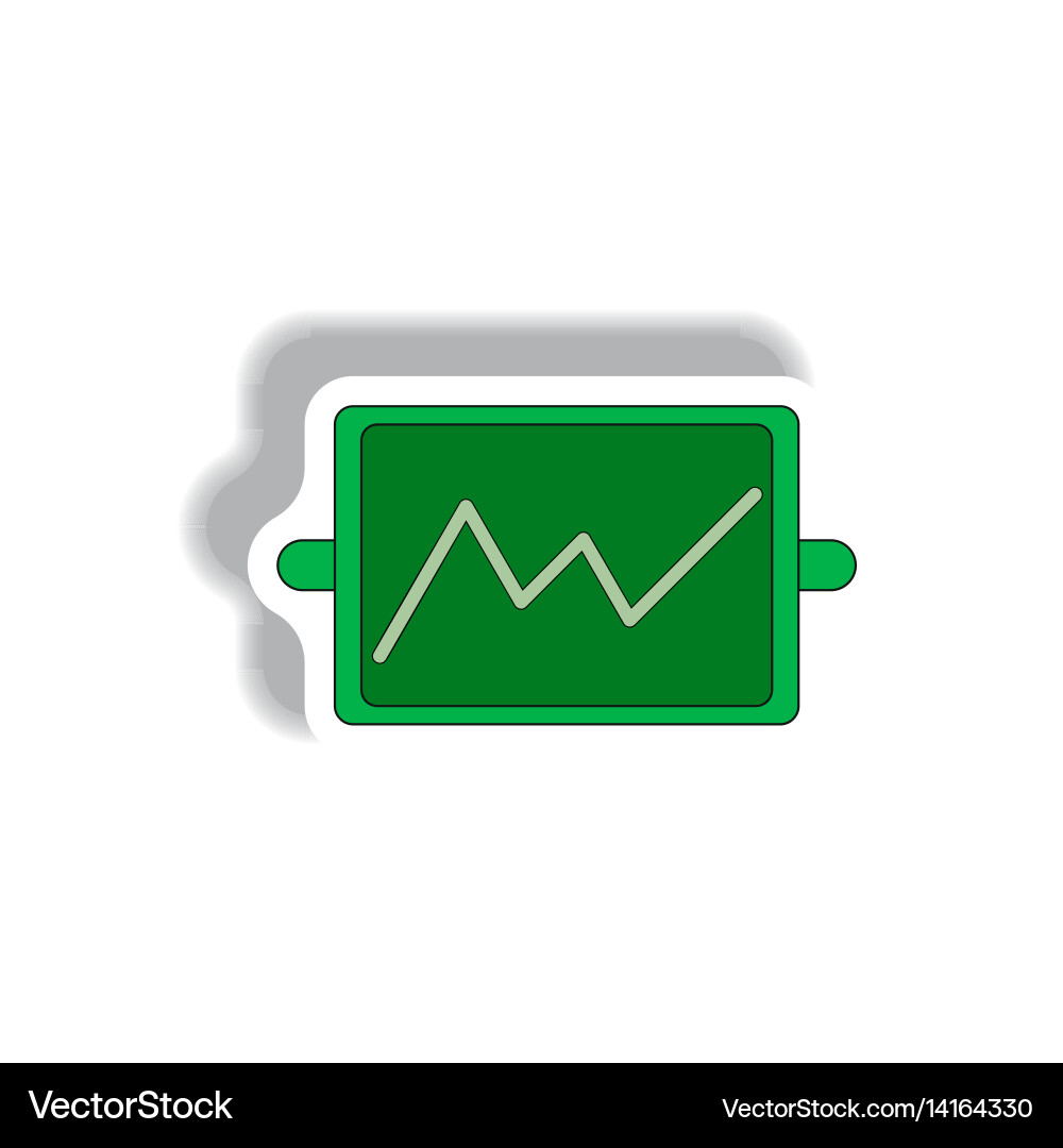 Line graph in paper sticker Royalty Free Vector Image