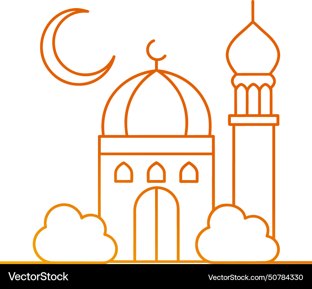 Ramadan kareem outline mosque on white background Vector Image