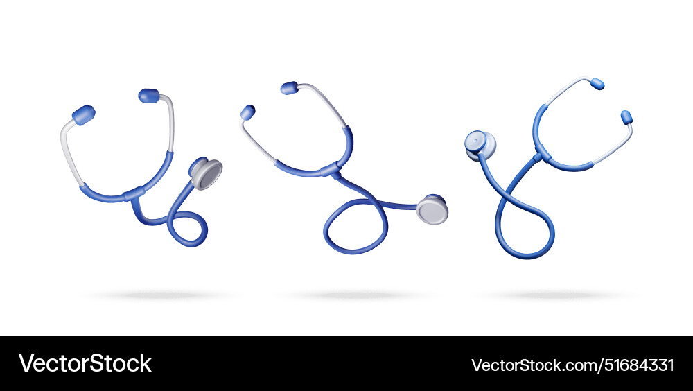 3d set of medical stethoscope isolated Royalty Free Vector