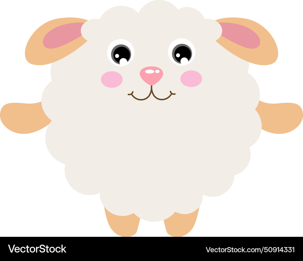 Cute sheep with round body Royalty Free Vector Image