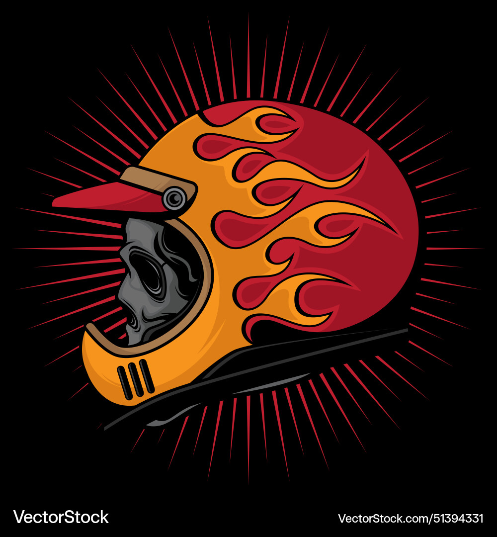 Fire racing helmet logo Royalty Free Vector Image
