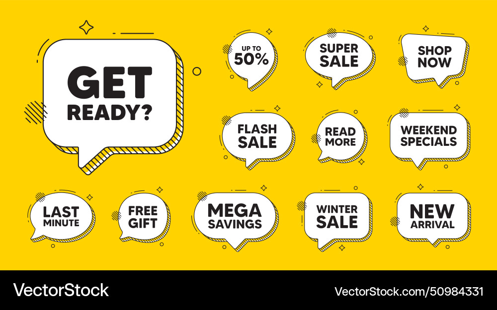 Get ready symbol special offer sign offer speech Vector Image