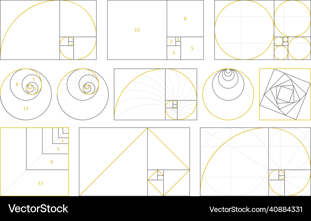 Golden section fibonacci numbers ideal Royalty Free Vector
