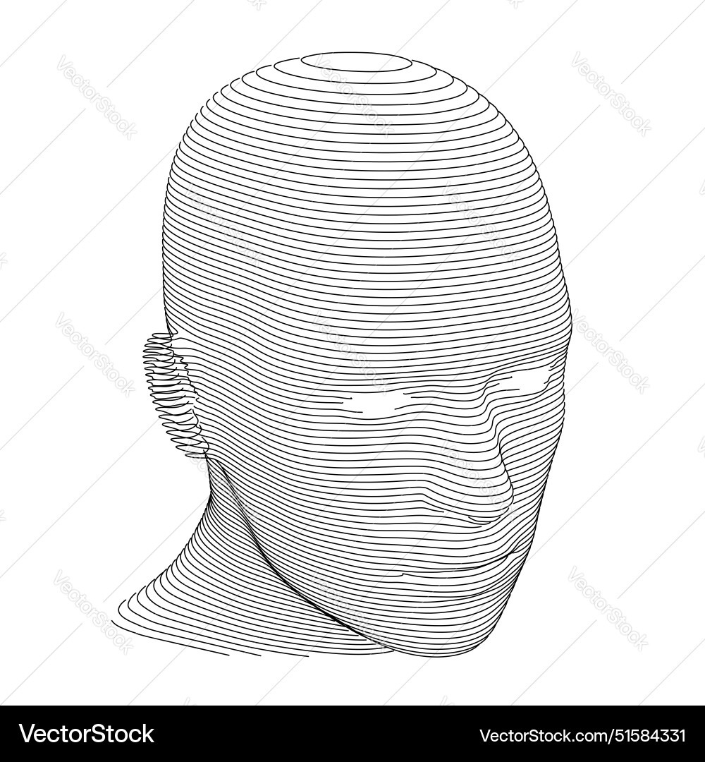 Human head in horizontal lines or slices over Vector Image