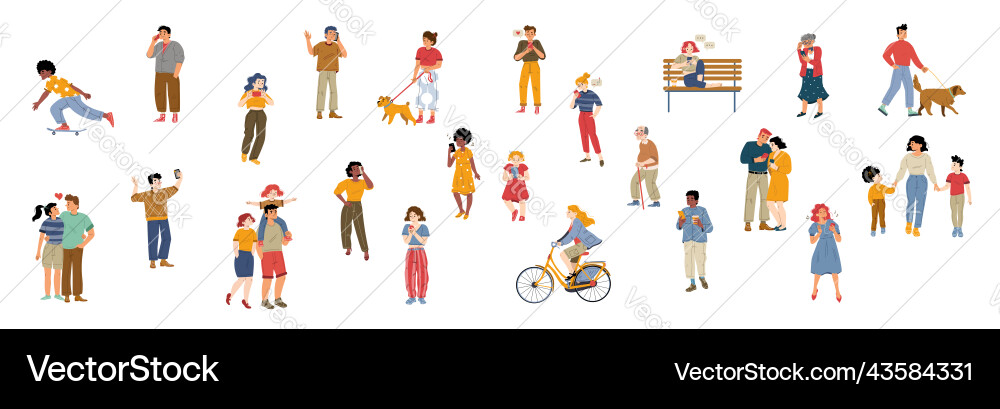 People crowd group of diverse characters set Vector Image