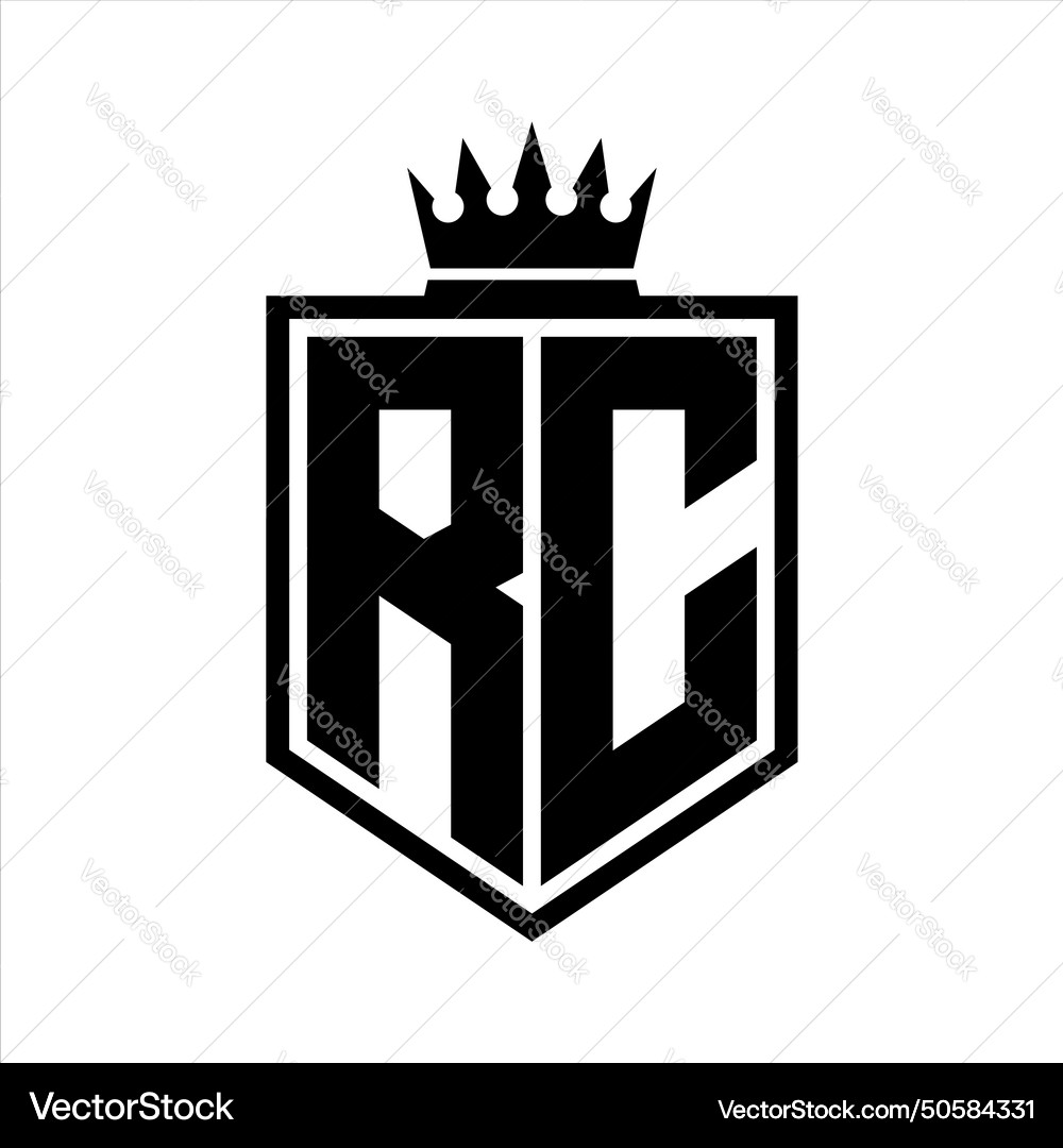 Rc logo monogram bold shield geometric shape Vector Image