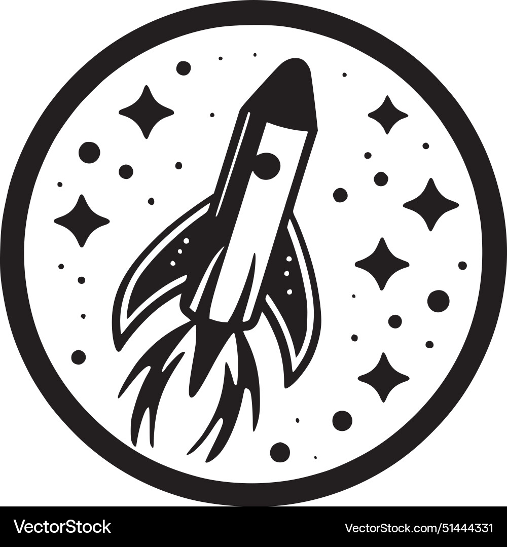 Rocket - black and white isolated icon Royalty Free Vector