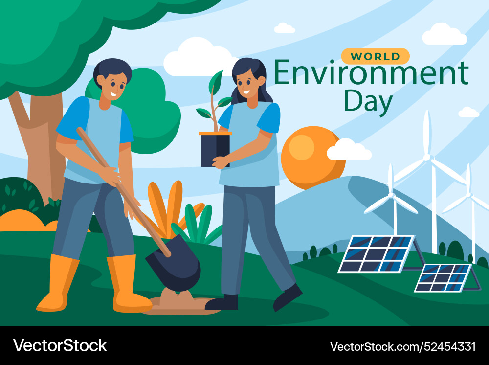 World environment day flat background Royalty Free Vector
