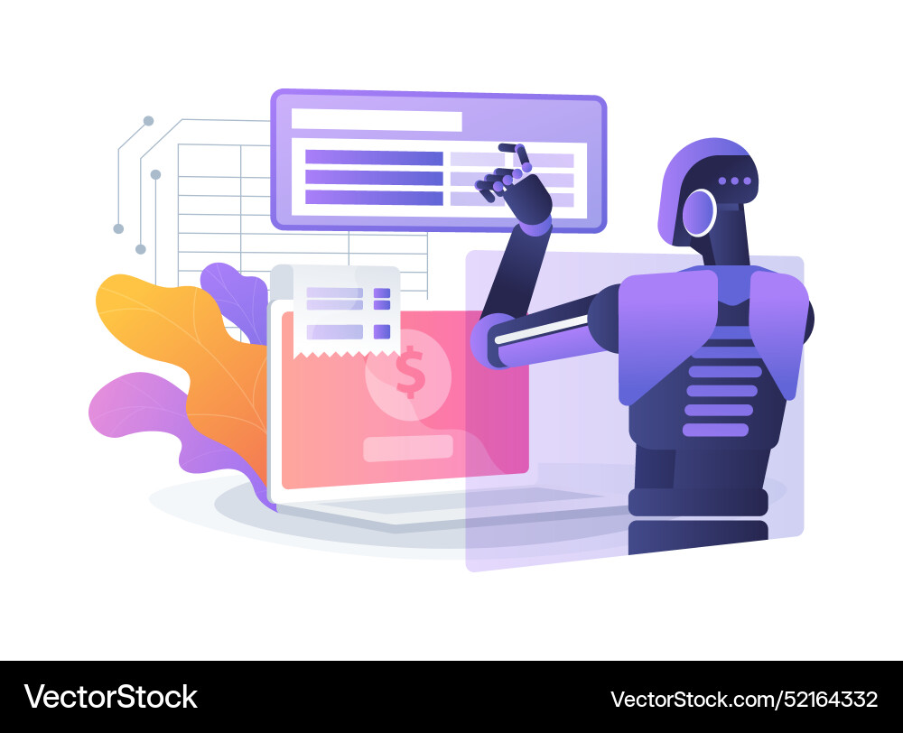 Ai-supported invoice processing abstract concept Vector Image
