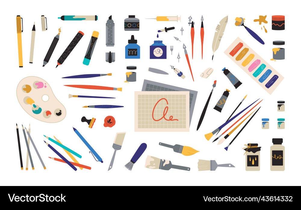 Art Supplies & Sketching Tools Royalty Free Vector Image
