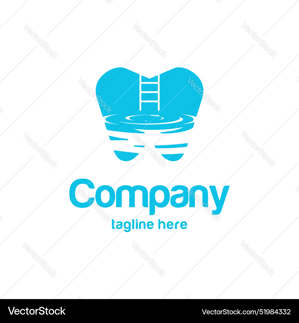 Blue dental with pool water pond logo design Vector Image