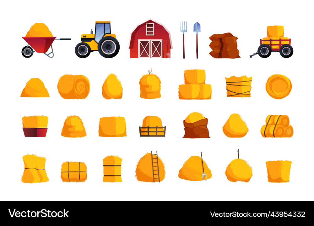 Cartoon hay farming agriculture haystack farm Vector Image
