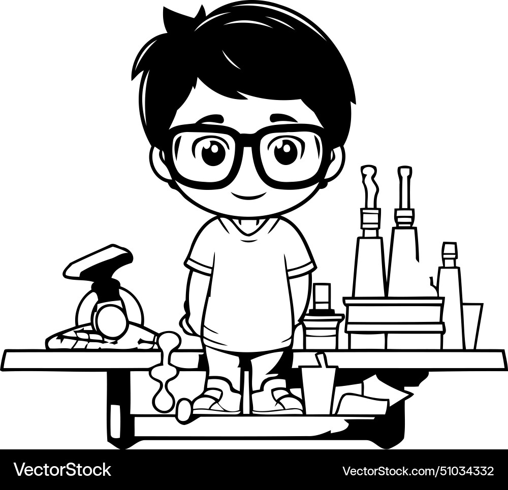 Cute little boy playing with soap and shampoo Vector Image
