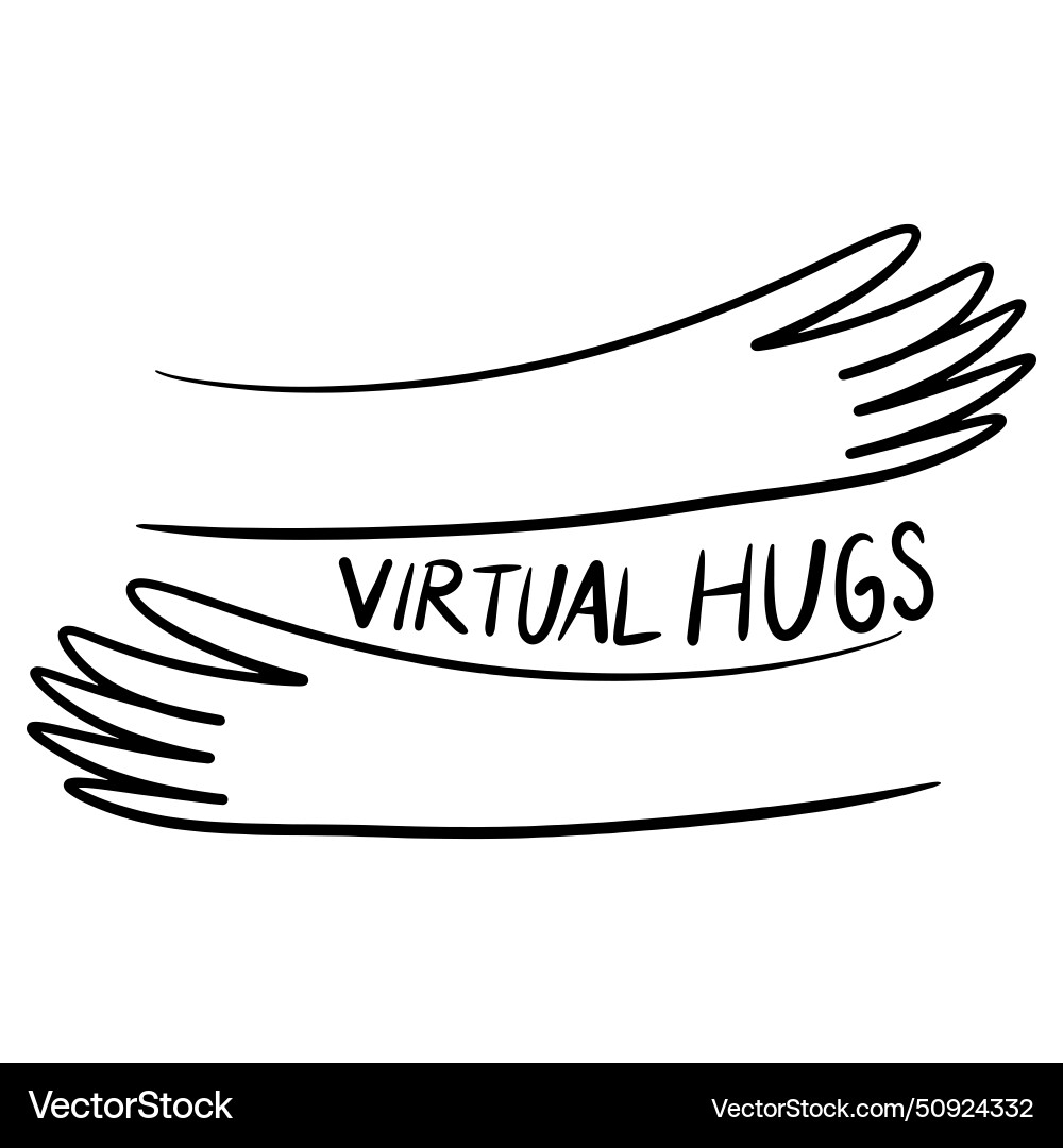 Doodle sketch style of virtual hugs Royalty Free Vector