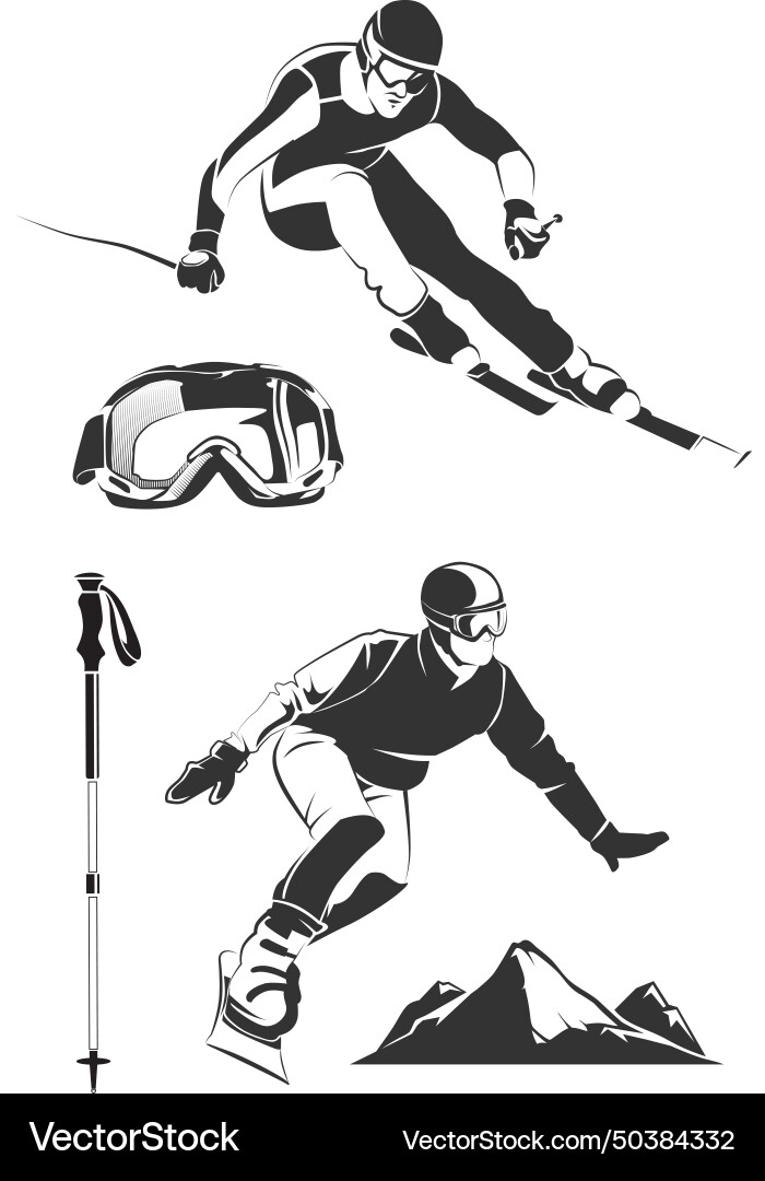 Elements for vintage ski and snowboard labels Vector Image