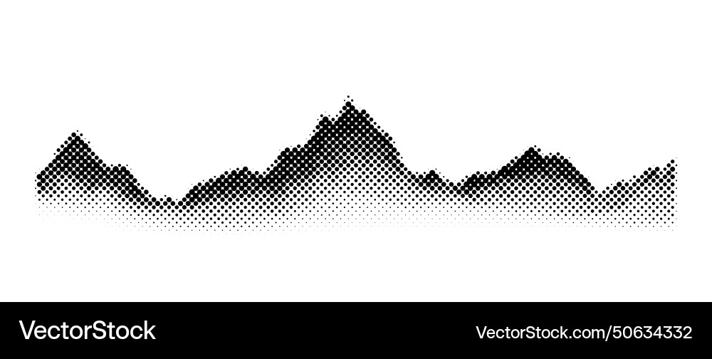 Grunge halftone mountain range black textured Vector Image