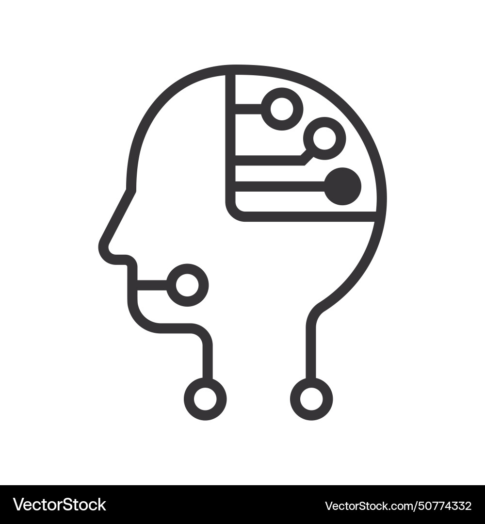 Human ai automation line icon Royalty Free Vector Image