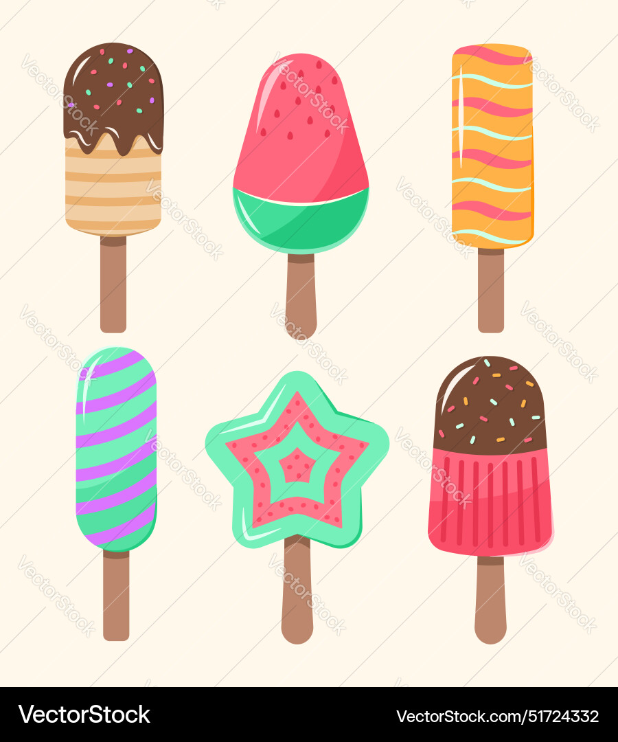 Set of ice creams for sweet and dessert clip art Vector Image